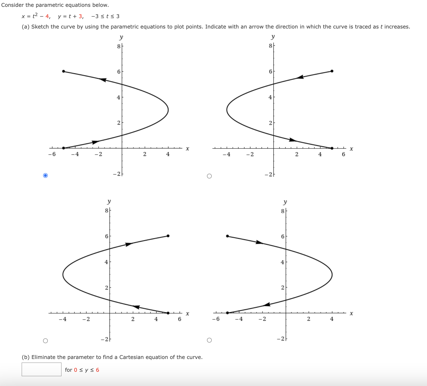 Solved Consider the parametric equations below. | Chegg.com