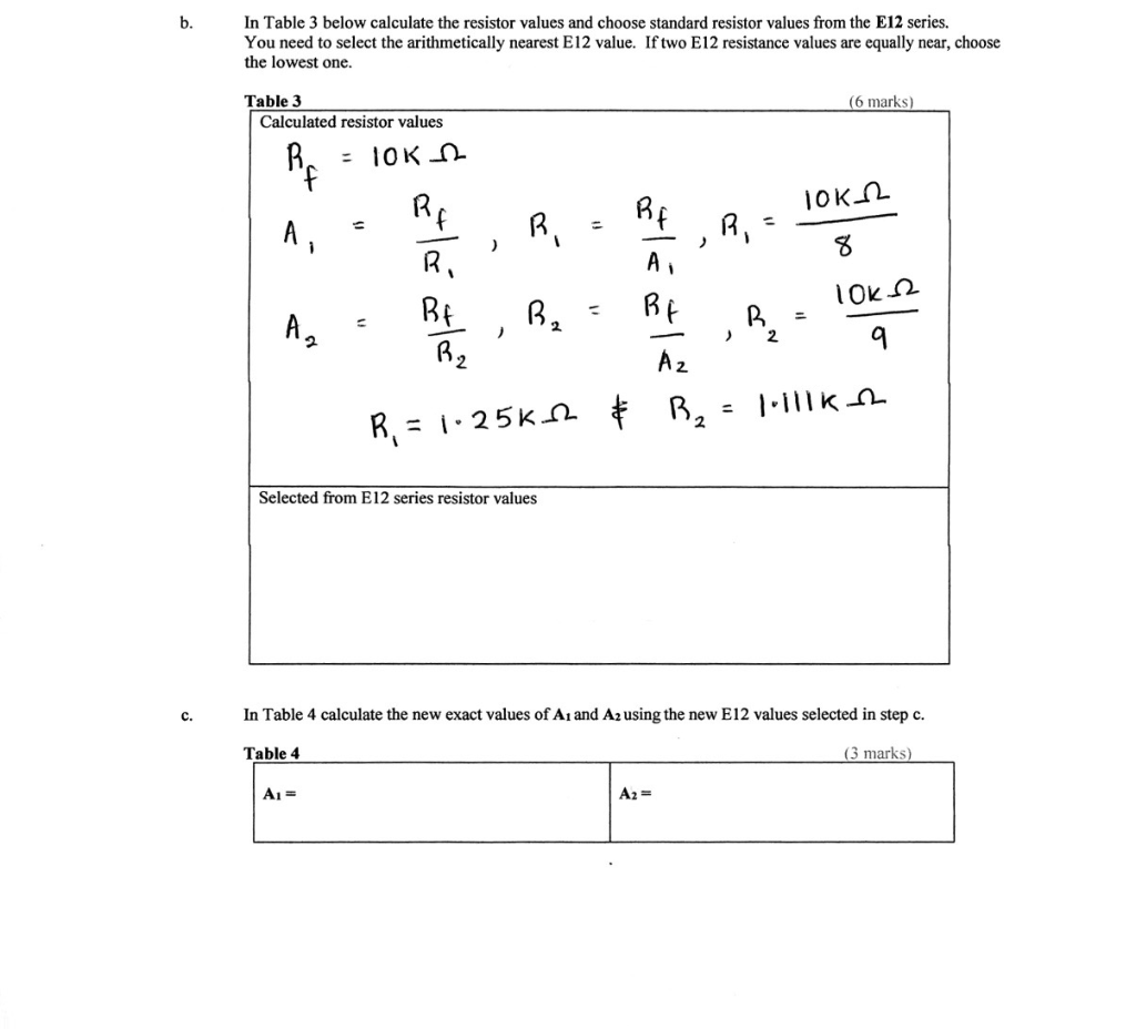 Solved What is meant by 'if two E12 resistance values are | Chegg.com