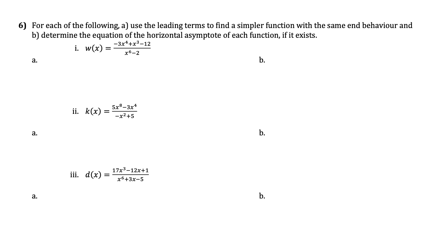 Solved 6) For each of the following, a) use the leading | Chegg.com
