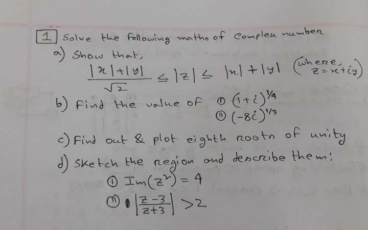 Solved 1 ﻿Solve the following maths of complen numbera) | Chegg.com