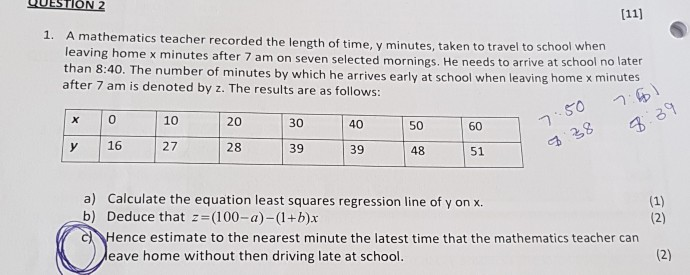 Solved o school when A mathematics teacher recorded the | Chegg.com