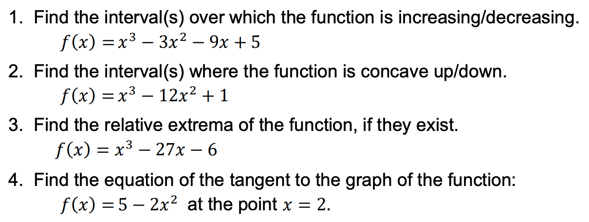 Solved 1. Find the interval(s) over which the function is | Chegg.com