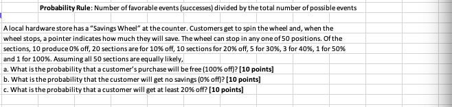 Solved Probability Rule: Number of favorable events | Chegg.com