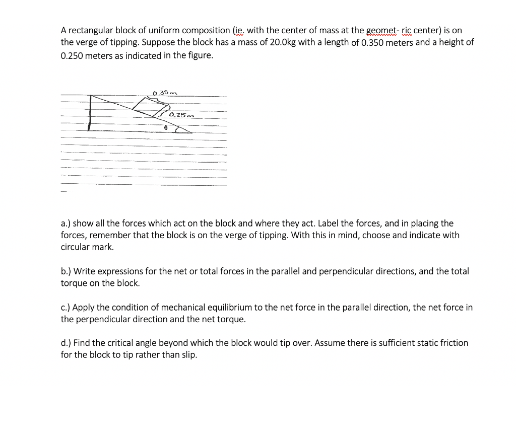 Solved A rectangular block of uniform composition (ie. with | Chegg.com