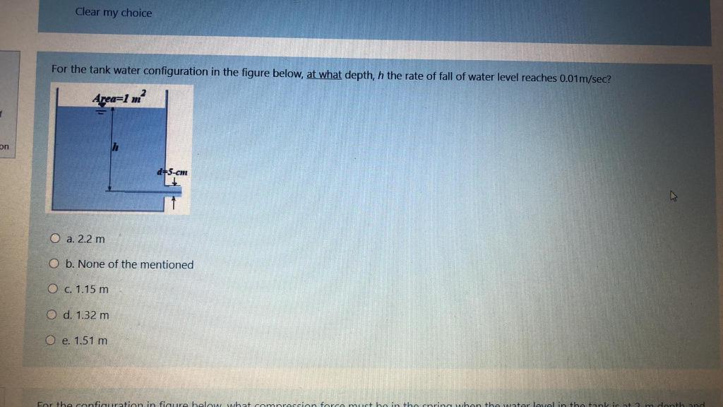 Solved Clear my choice For the tank water configuration in | Chegg.com