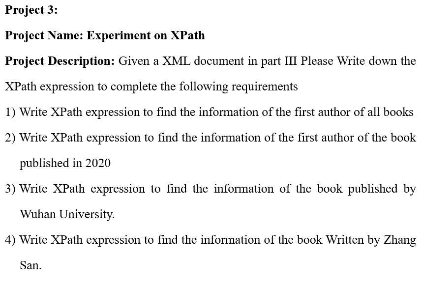 Solved Project Name: Experiment on XPath Project | Chegg.com