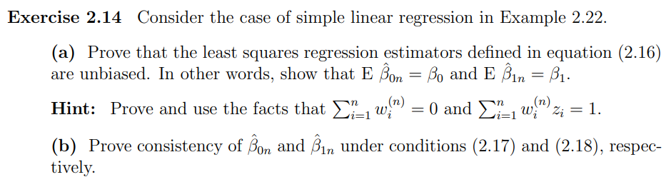 Solved xercise 2.14 Consider the case of simple linear | Chegg.com