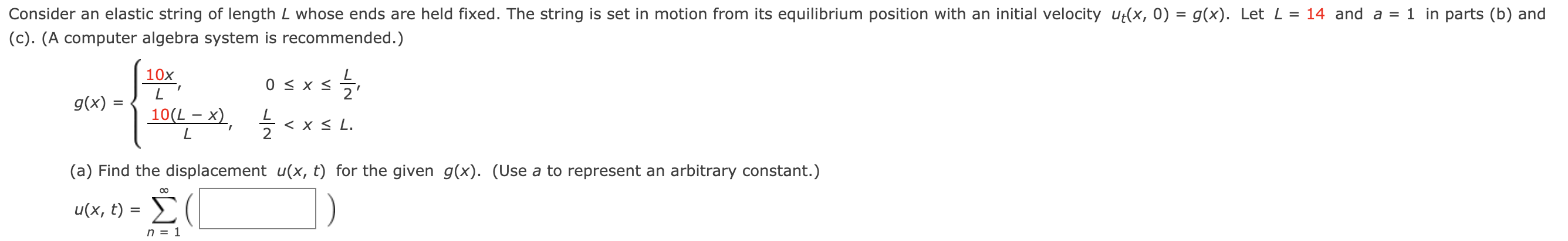 Solved Consider an elastic string of length L whose ends are | Chegg.com
