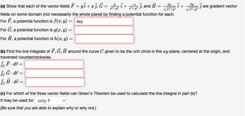Solved (a) Show that each of the vector fields | Chegg.com