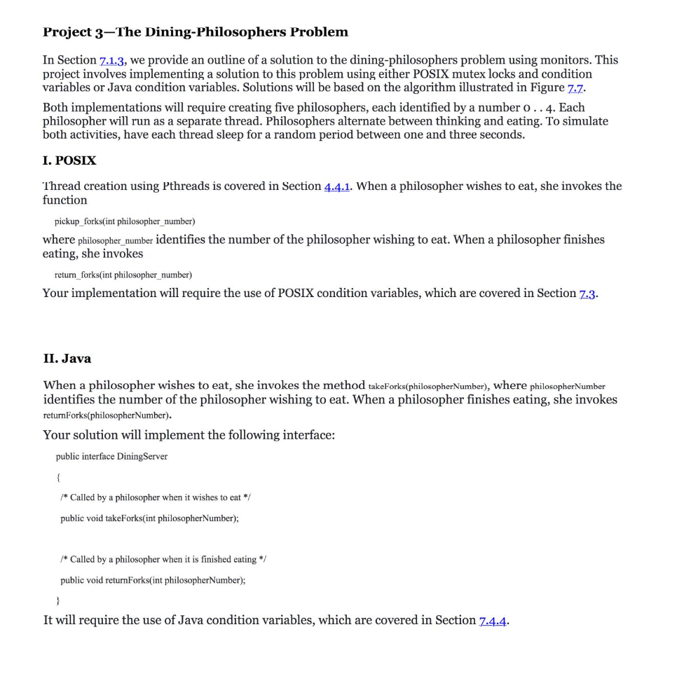 Solved Project 3-The Dining-Philosophers Problem In Section | Chegg.com