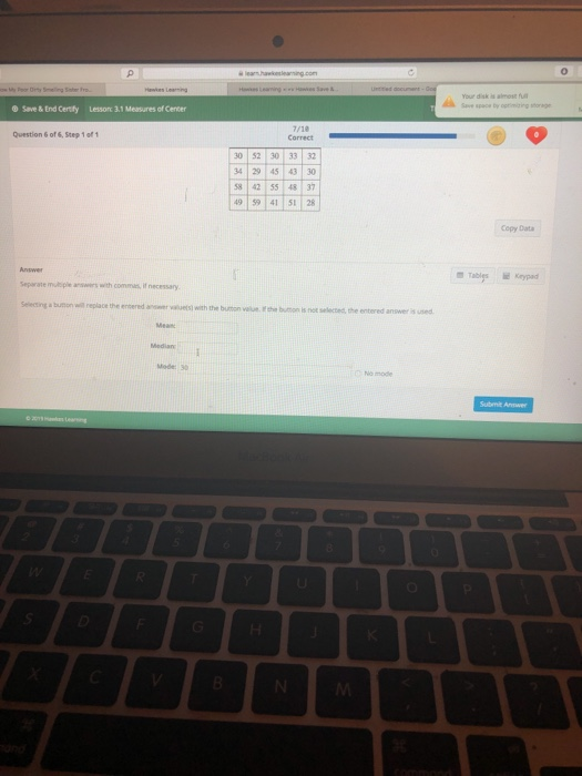 Solved Save & Save &End Certify Lesson: 3.1 Measures of | Chegg.com