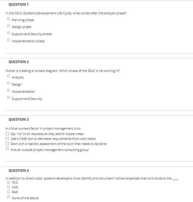 Solved In the SDLC (Systems Development Life Cycle), what | Chegg.com