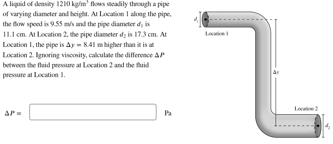 Solved A liquid of density 1210 kg/m3 flows steadily through | Chegg.com