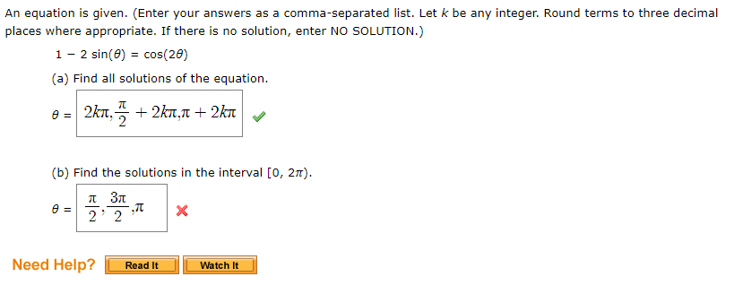 Solved An Equation Is Given Enter Your Answers As A Chegg