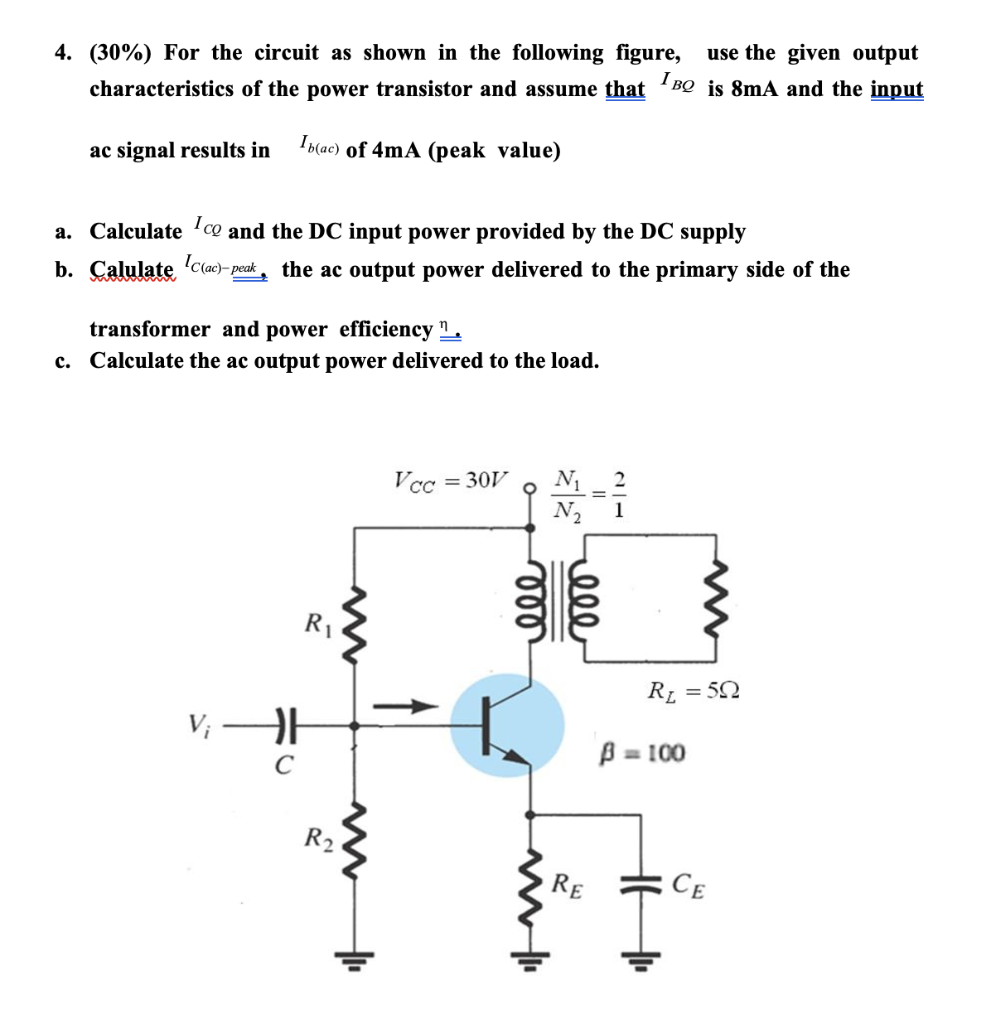Solved 4. (30\%) For the circuit as shown in the following | Chegg.com
