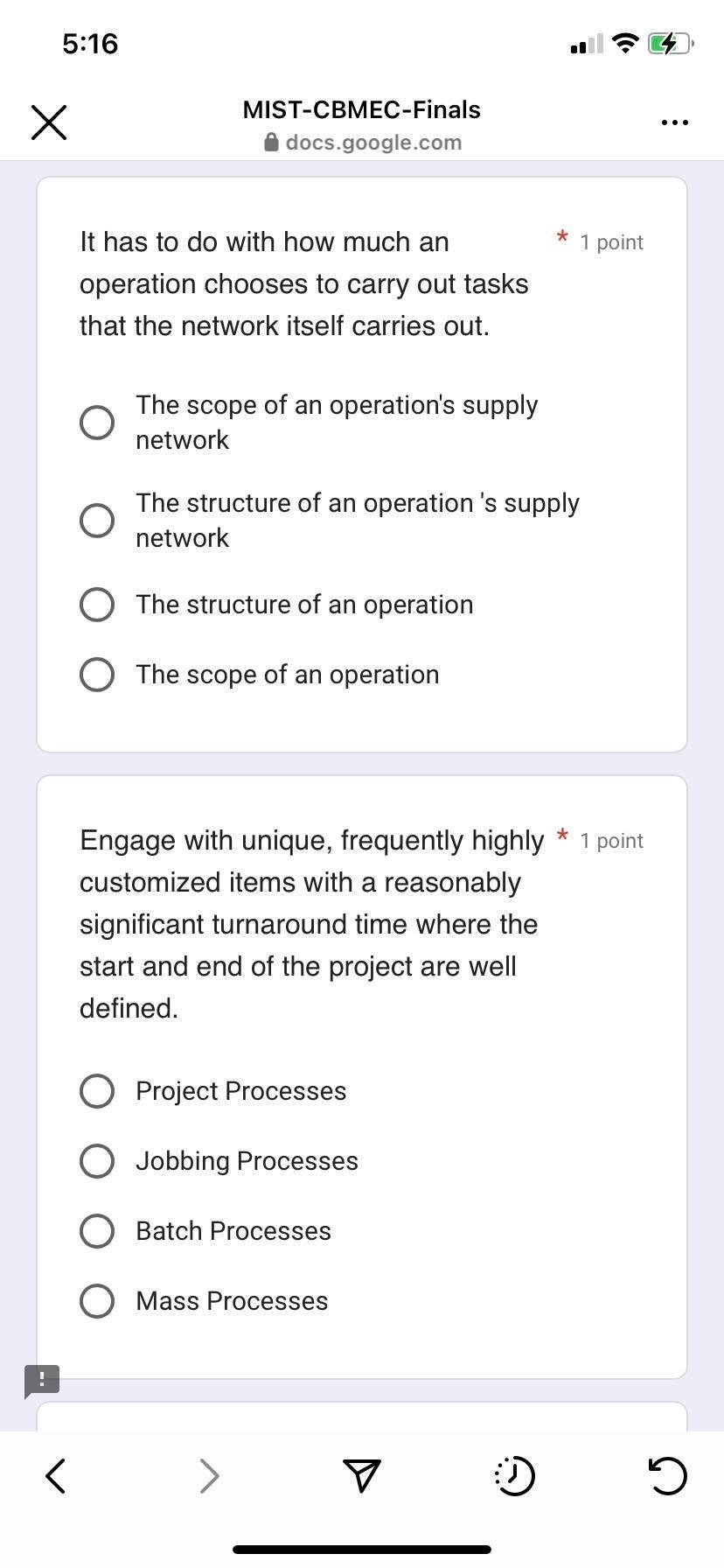 Solved It has to do with how much an * 1 point operation | Chegg.com