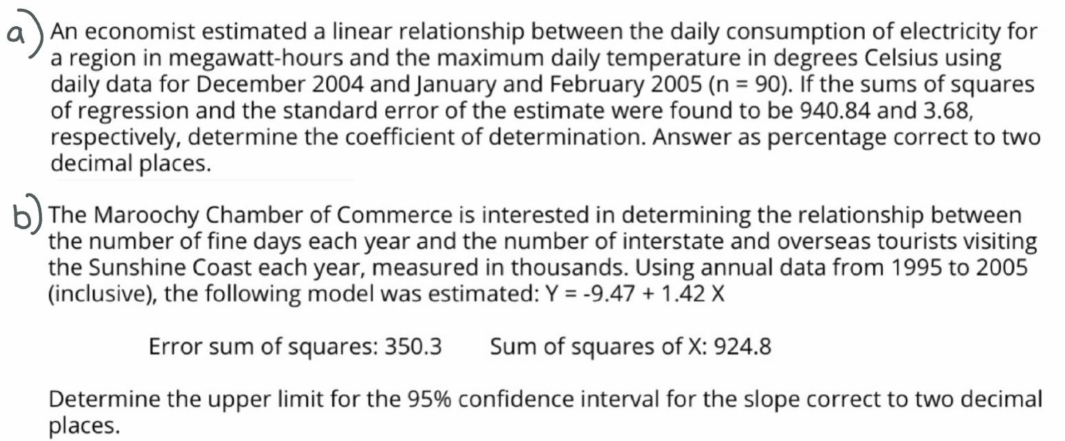 Solved ג An economist estimated a linear relationship | Chegg.com