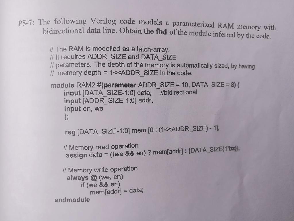 P3-7: The following Verilog code models a | Chegg.com