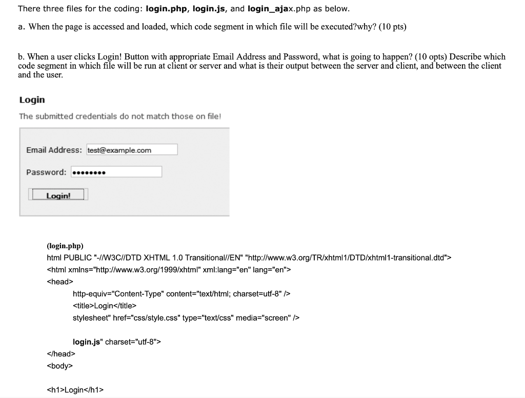 Solved There three files for the coding: login.php, | Chegg.com