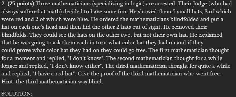 Solved 2. (25 points) Three mathematicians (specializing in | Chegg.com