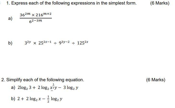 Solved 1. Express each of the following expressions in the | Chegg.com