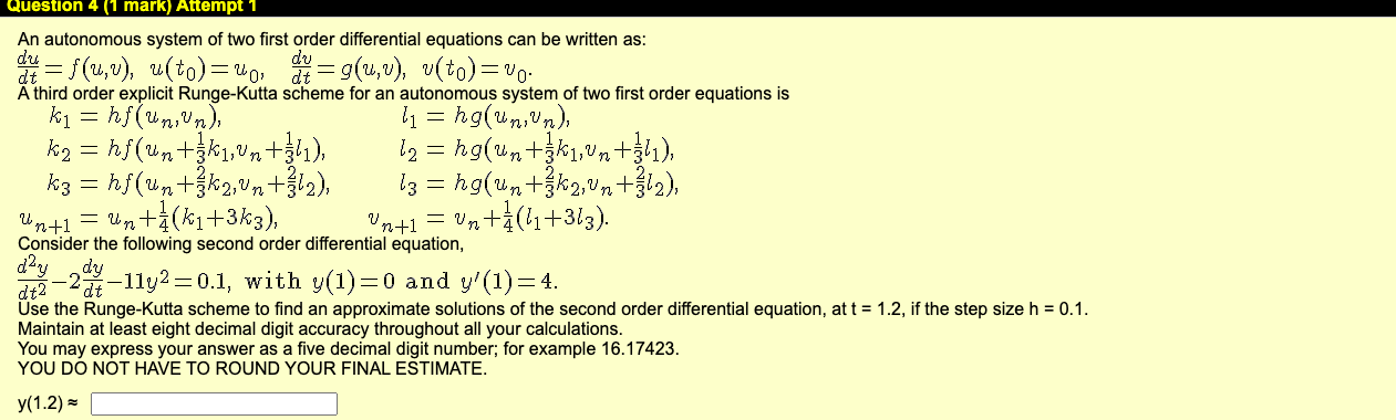 Solved An autonomous system of two first order differential | Chegg.com