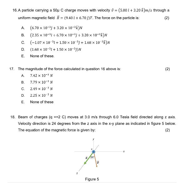 Solved 16. A particle carrying a \\( 50 \\mu \\mathrm{C} \\) | Chegg.com