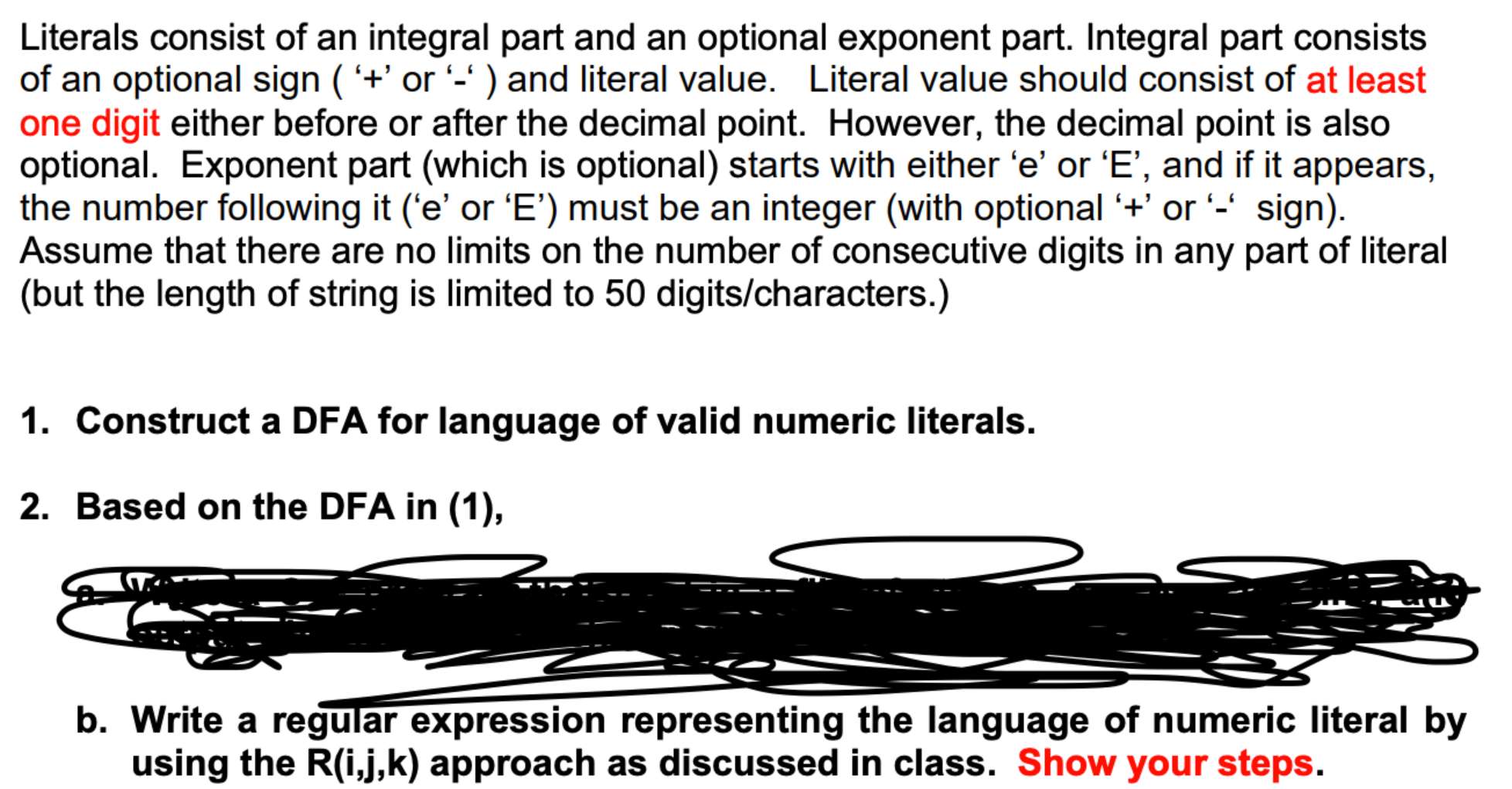 Solved Literals consist of an integral part and an optional | Chegg.com