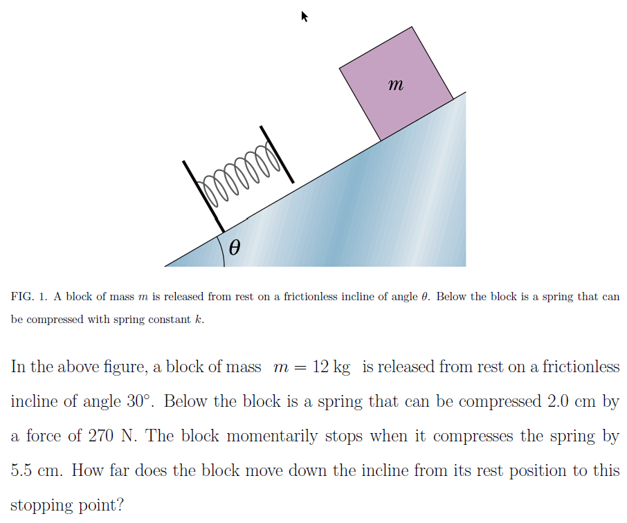 Solved m FIG. 1. A block of mass m is released from rest on | Chegg.com