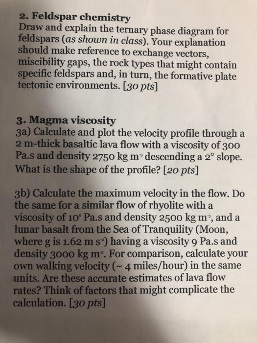 Solved 2. Feldspar chemistry Draw and explain the ternary | Chegg.com