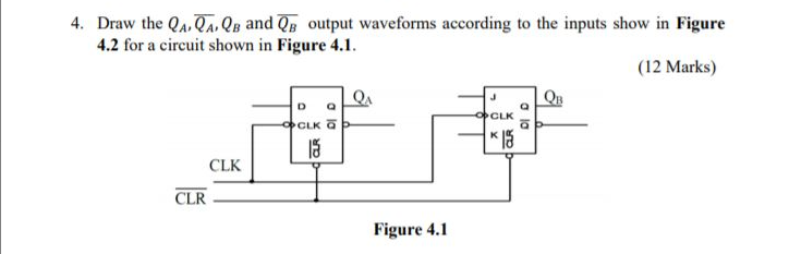 Solved 4. Draw the QA TA, QB and De output waveforms | Chegg.com