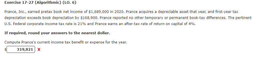 Solved Exercise 17-27 (Algorithmic) (LO. 6)Prance, Inc., | Chegg.com