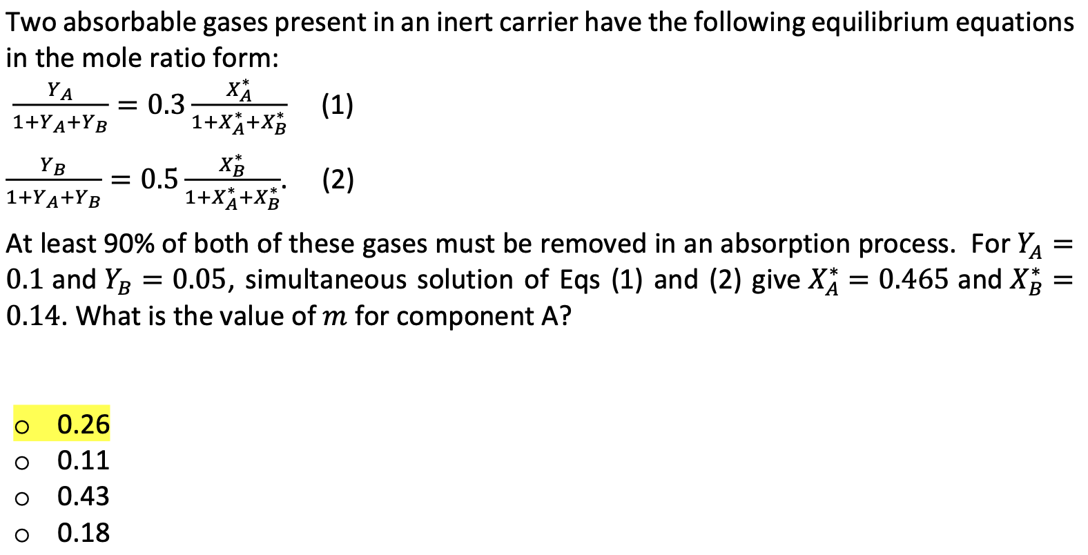 Two absorbable gases present in an inert carrier have | Chegg.com