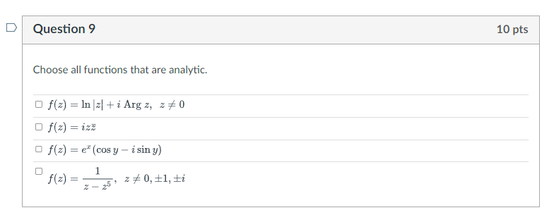 Solved Choose all functions that are analytic. | Chegg.com