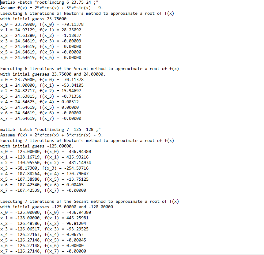 MATLAB Finding Root. Have the same output as the | Chegg.com