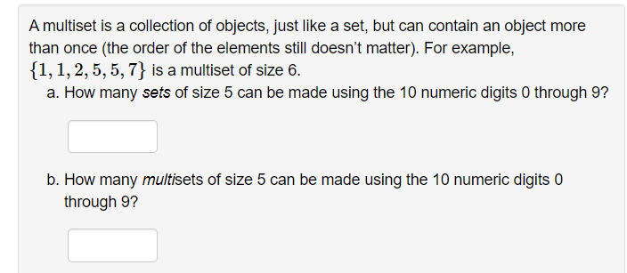 Solved A multiset is a collection of objects, just like a | Chegg.com