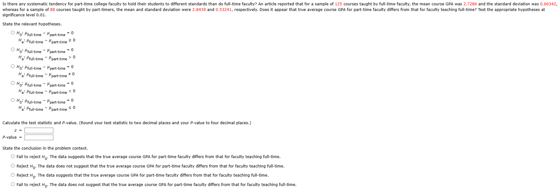 Solved significance level 0.01State the relevant | Chegg.com