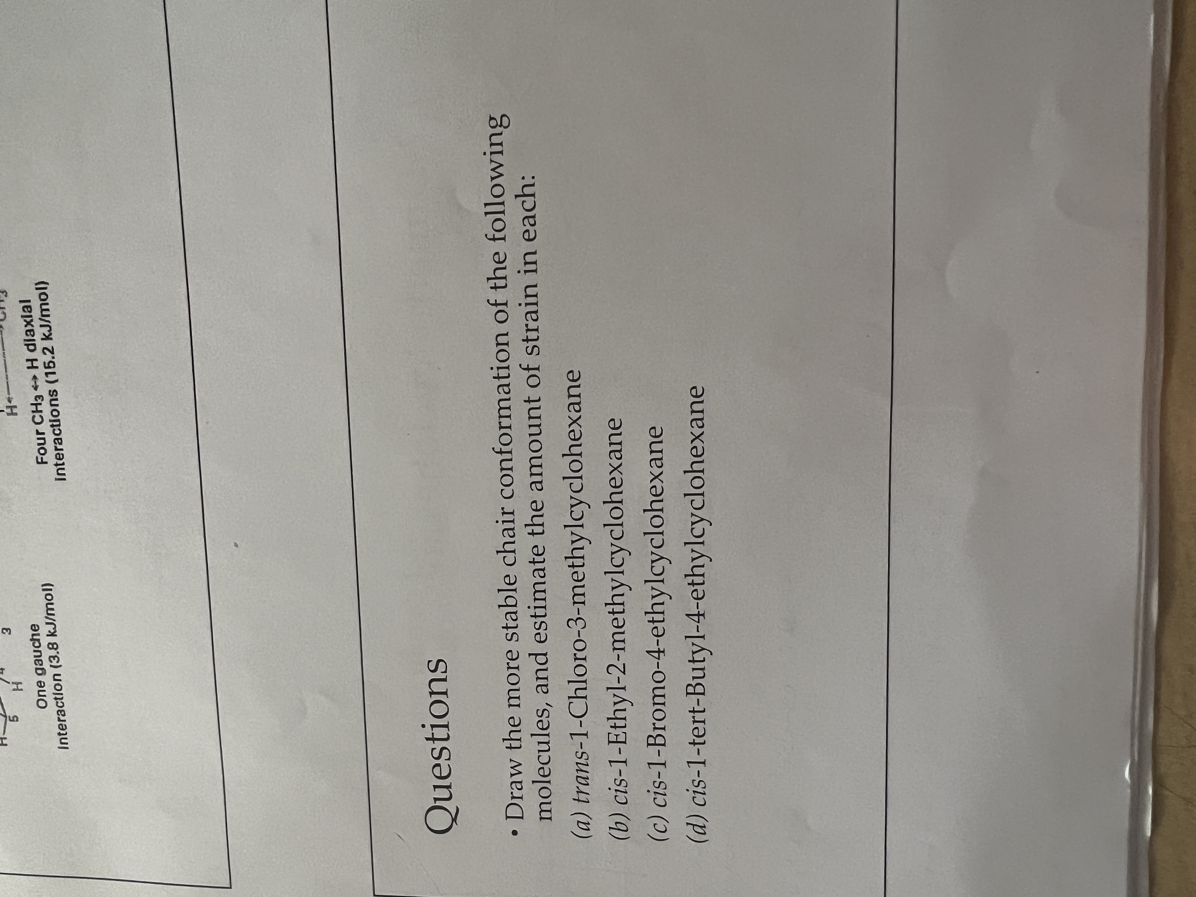 Solved Questions - Draw the more stable chair conformation | Chegg.com