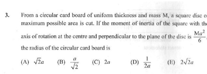 Solved 3. From a circular card board of uniform thickness | Chegg.com