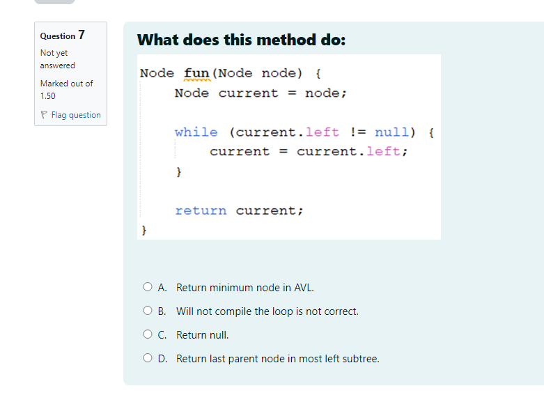 Solved Flag questionWhat does this method do:Node fun(Node | Chegg.com