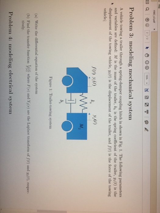 Solved Problem 3: modeling mechanical system A vehicle | Chegg.com