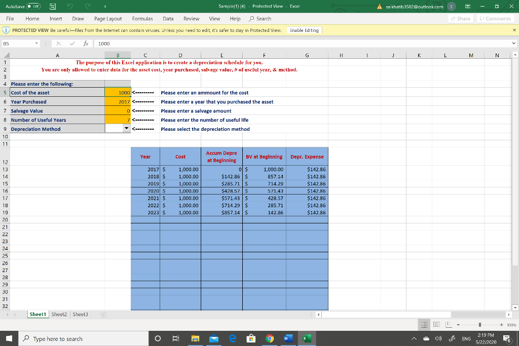You are required to create an Excel application for | Chegg.com