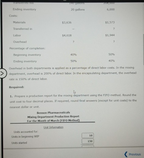 Solved (Appendix 6A) First-In, First-Out Method Benson | Chegg.com