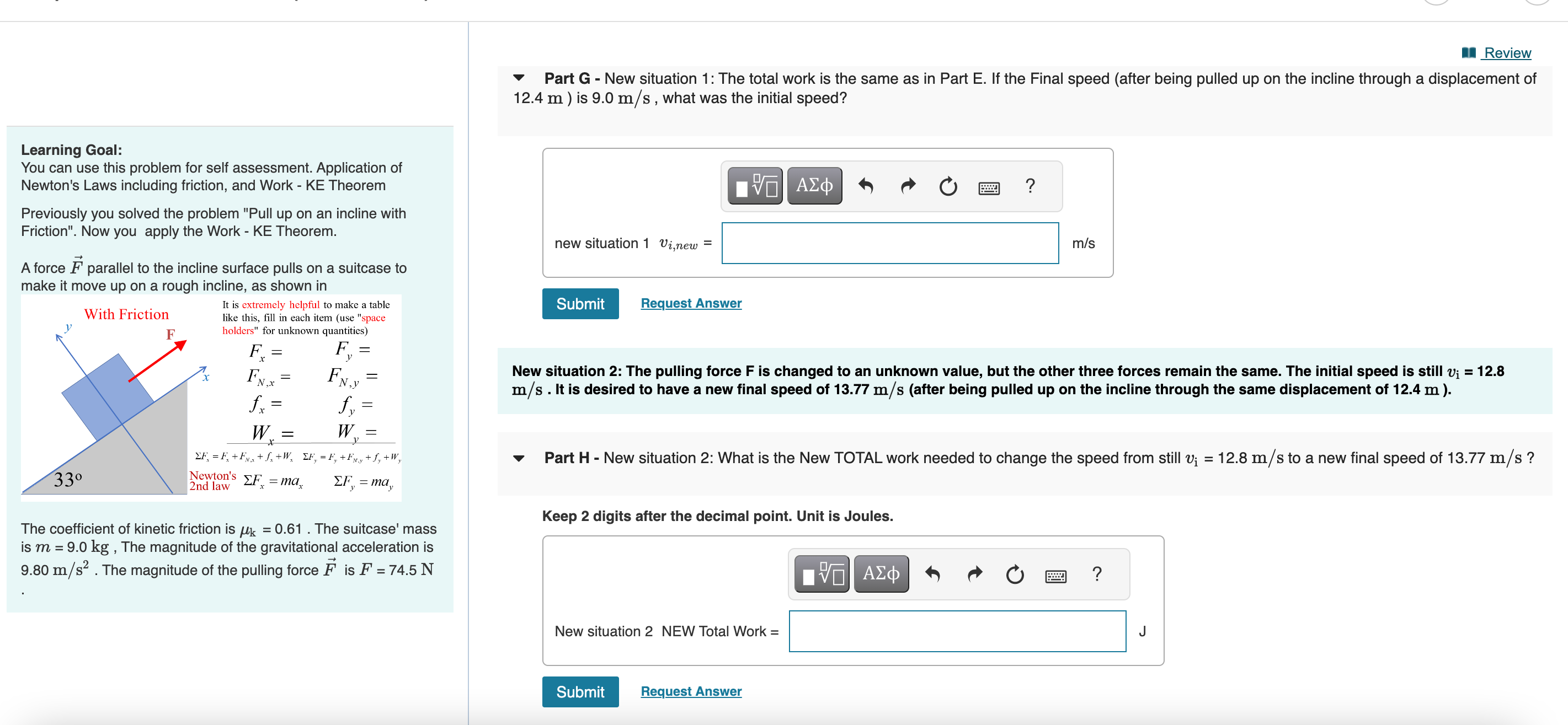 Part A - Calculate the work done by the pulling force | Chegg.com