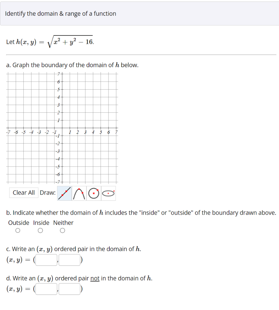 Solved Identify the domain \& range of a function Let | Chegg.com