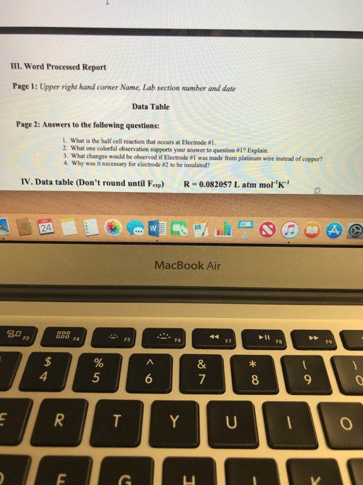 III. Word Processed Report Page 1: Upper right hand | Chegg.com