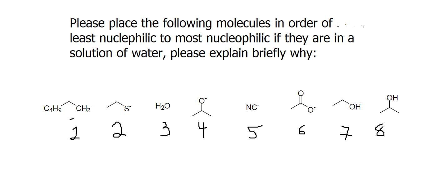 Solved - Please place the following molecules in order of | Chegg.com