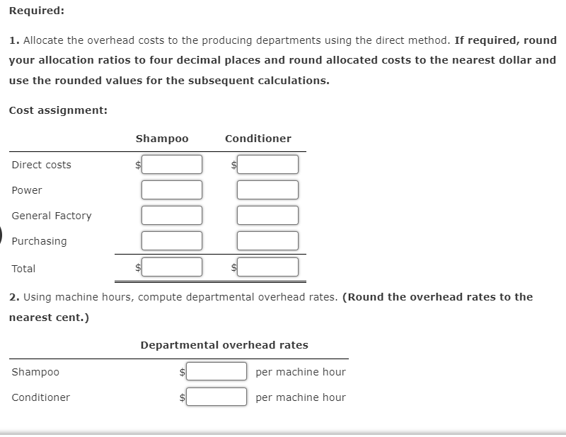 Solved Direct Method and Overhead Rates Jasmine Company | Chegg.com