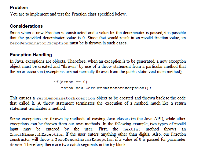 Solved int numer, denom; Fraction frac1; Scanner | Chegg.com