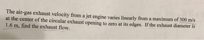 Solved The air-gas exhaust velocity from a jet engine varies | Chegg.com